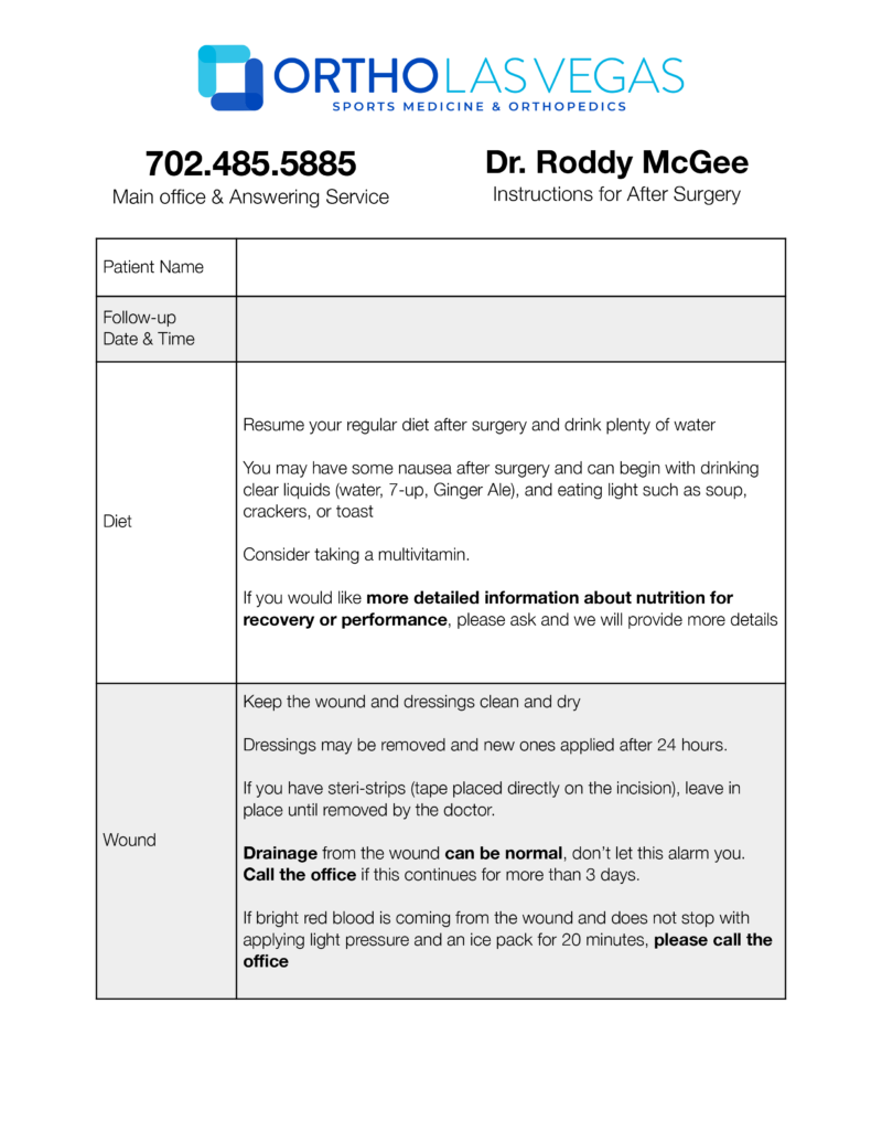 Patient Forms - Ortho Las Vegas